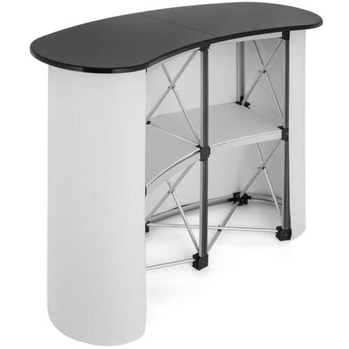 Futchoy Portable Trade Show Counter Table Pop Up Trade Show Display Speech Stand Black,Pop Up Trade Show Exhibition Reception Desk Trade Show Display Counter (Large)