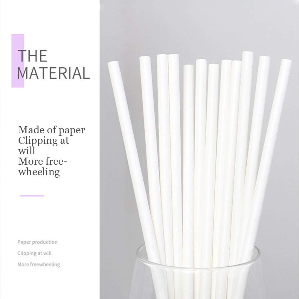JITUUE Paper Straws Individually packaged - Eco-Friendly Party Supplies in Bulk for Restaurants - Perfect for Juices, Shakes, Smoothies, Ice Coffee & More(White,200 pcs)