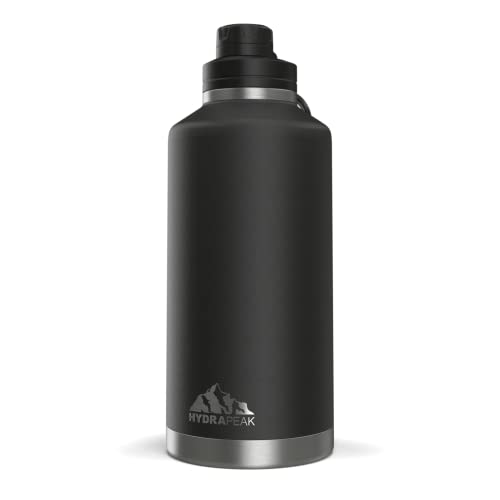 Hydrapeak 72 oz Large Insulated Water Bottle, Leak Proof Water Bottle for Hot & Cold Liquid, 72oz Water Bottles, Water Jug, Stainless Steel (Black)