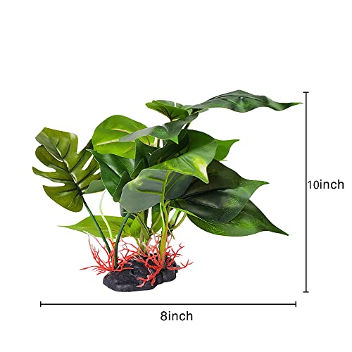 MRTIOO Reptile Artificial Plants, Terrarium Plants Decorations Supplies, Rainforest Ground Plant, Amphibian Habitat Hideout Tank Accessories (L)