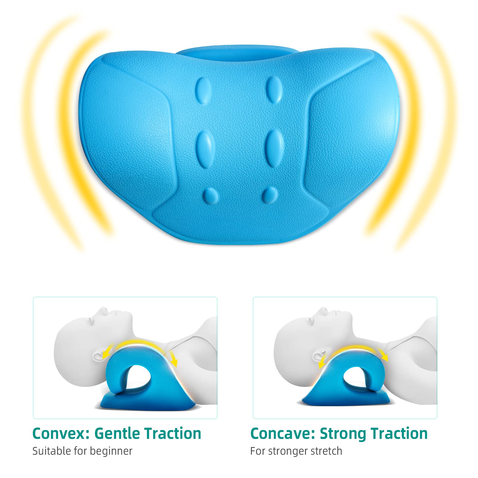 Neck Stretcher for Neck Pain Relief, Neck Hump Corrector Cervical Traction Device, Neck and Shoulder for TMJ Pain Relief and Cervical Spine Alignment - Blue