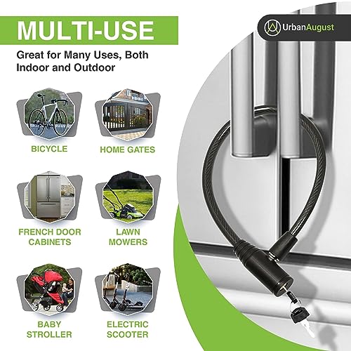 Urban August Original Fridge/Refrigerator Lock, French-Door/Cabinet Locks with Keys for Kids Adult - Multifunctional Cable Lock for Bike Stroller (Regular, Black - 1 Pack)