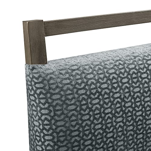 Madison Park Elmwood Dining Chair Set of 2-Cut Velvet Upholstered Backrest, Foam Seat Cushion Modern Kitchen Furniture, Reclaimed Grey Finished Solid Wood Legs, 38.5" H, Blue