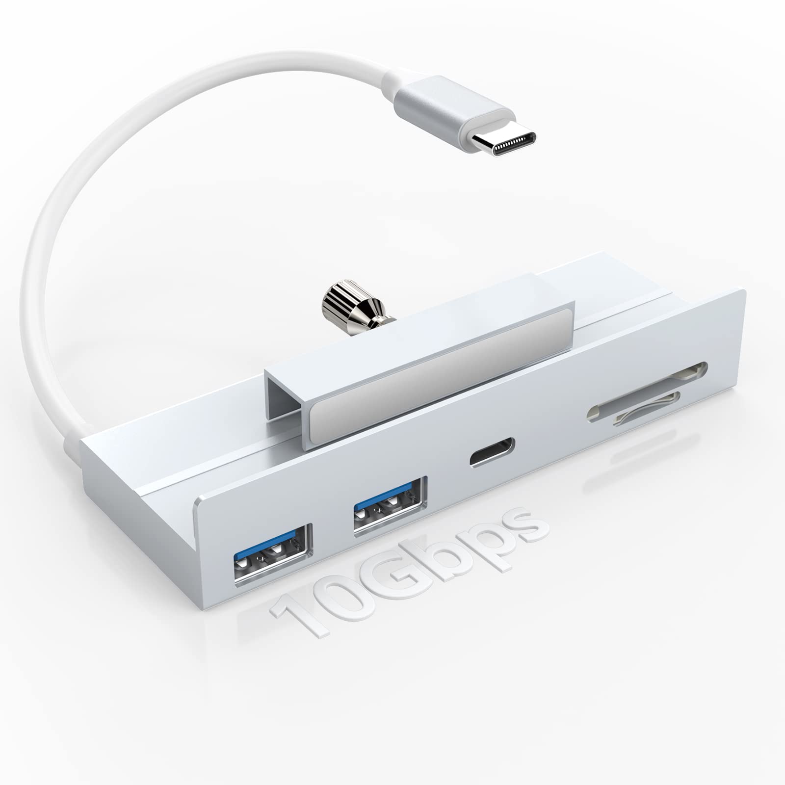 iMac USB C Hub Adapter 10Gbps, 5 in 1 USB C Hub for iMac 2021 USB-C Clamp Hub USB C Docking Station iMac Accessories with 10Gbps USB C Port, 2 USB A 10Gbps Data Ports, TF/SD Card Reader for iMac