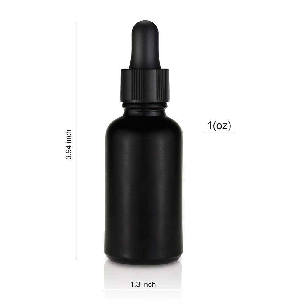 seafulee Black Coated Glass Bottle with Glass Eye Dropper, 1 oz Capacity,UV Safe Bottles for Essential Oils and Aromatherapy (Pack of 6) …