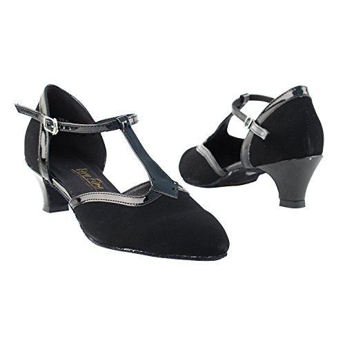GP 50 Shades of Low Kitten Heel Dance Dress Shoes: 9627 Black Nubuck & Black Trim,1.3" Heel, Size 11 (Special Order)