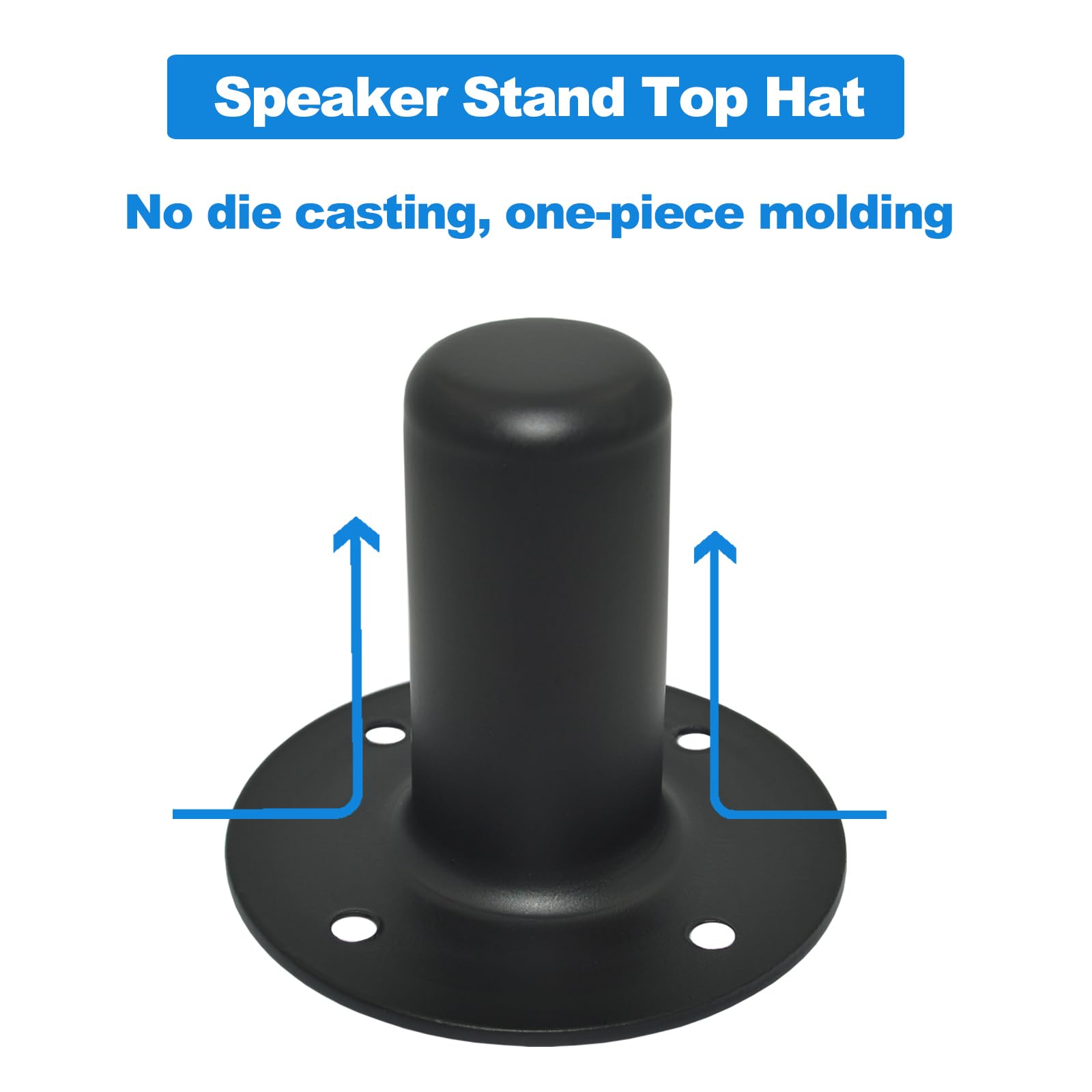 Howonder Speaker Stand Top Hat 4.13"x3.29" ,Metal Speaker Cabinet Pole Mount, PA/DJ Tripod Speaker Stand Mounts Adapters 105X85mm (2 Packs Black)