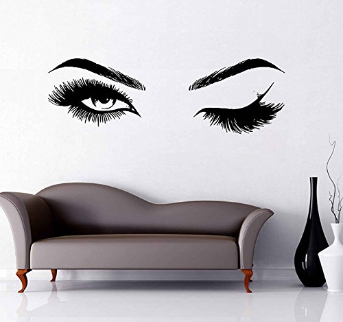 DXLING 49.2inch Large Beauty Salon Eyelash Wall Decor Stickers Make Up Store Home Decoration Murals (LC560 Black)