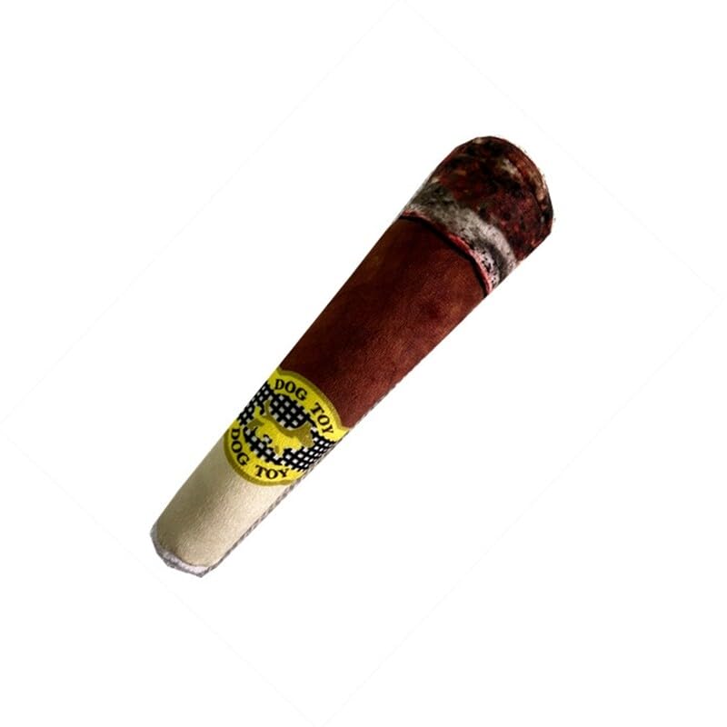 Squeaky Stuffed Cigar Shaped Toy for Dogs - Plush, Lifelike, and Fun Chewable Novelty Pet Accessory