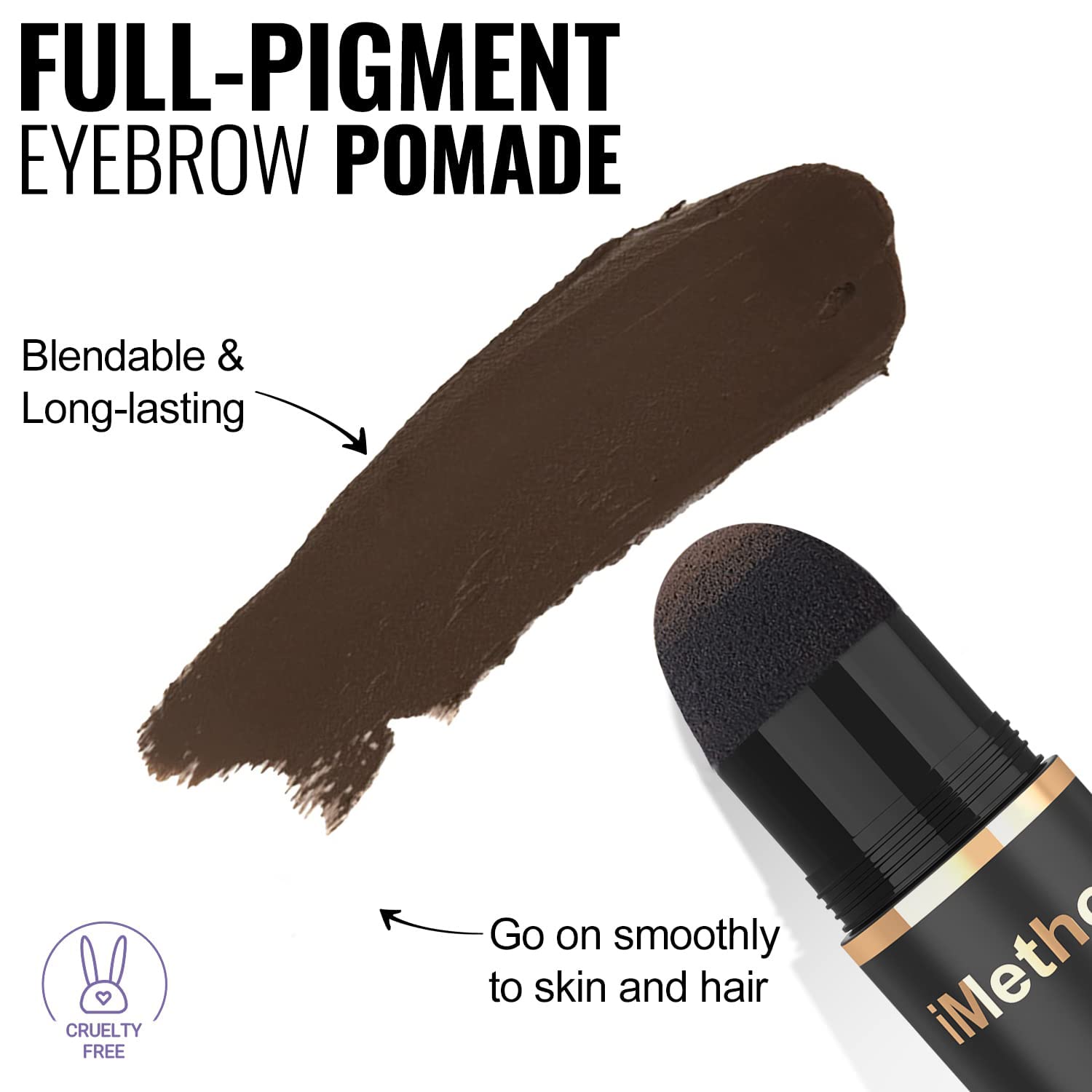 iMethod Eyebrow Stamp for Eyebrow Stencil Kit - Brow Stamp Refill Eyebrow Pomade, Black Brown