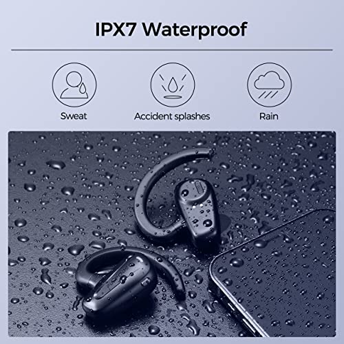 MSTHOO Open Ear Headphones with Mic, Wireless Bluetooth 5.3 Earbuds Reducing Hearing Loss, Wireless Charging, IPX7 Waterproof, 45H Playtime Sports Ear Buds for Running, Cycling, Workout with Earhooks