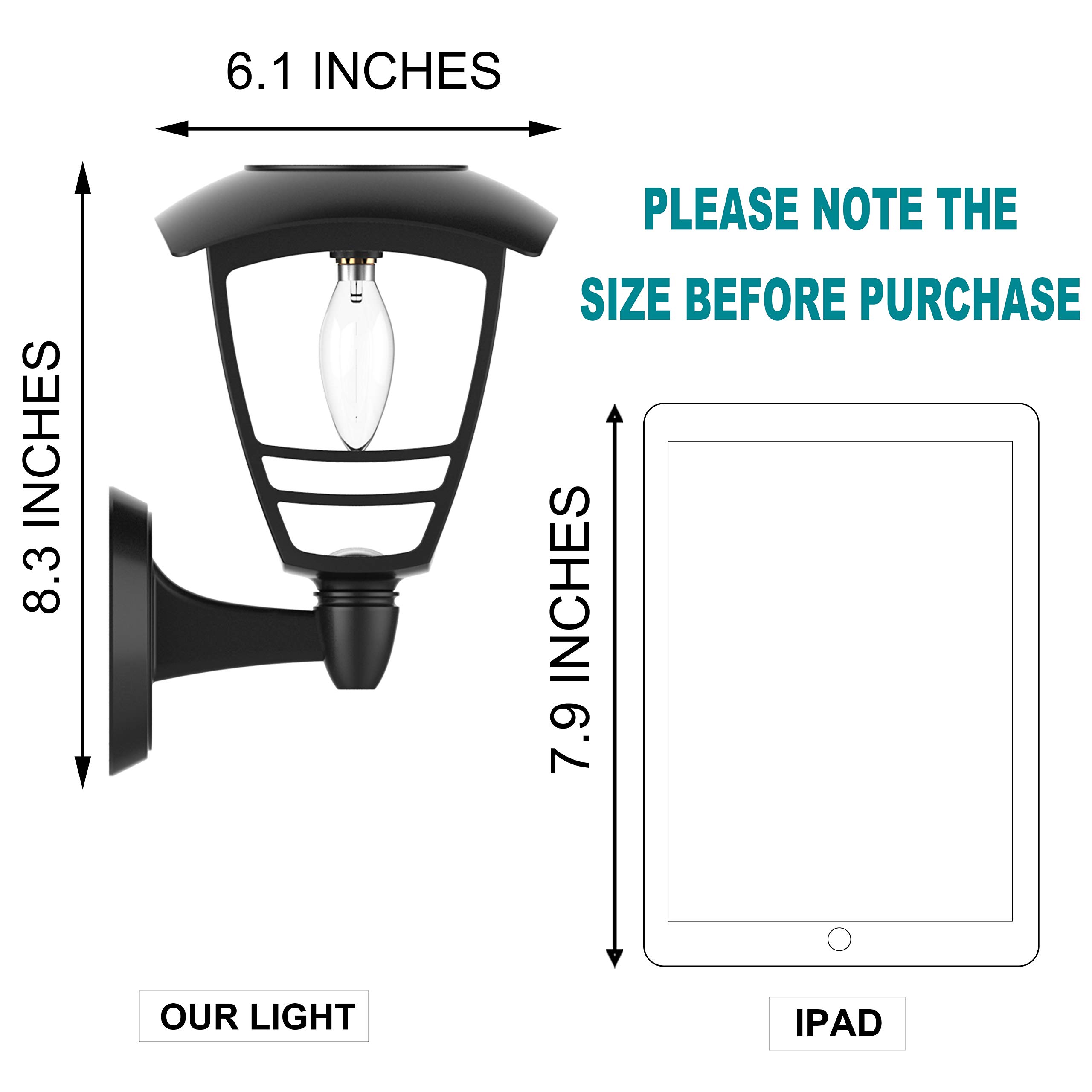 MAGGIFT 4 Pack Solar Powered Wall Lantern, Outdoor 10 Lumen LED Edison Bulb Warm White Solar Lights Wall Sconce with No Wiring Required, Fixture with Wall Mount Kit