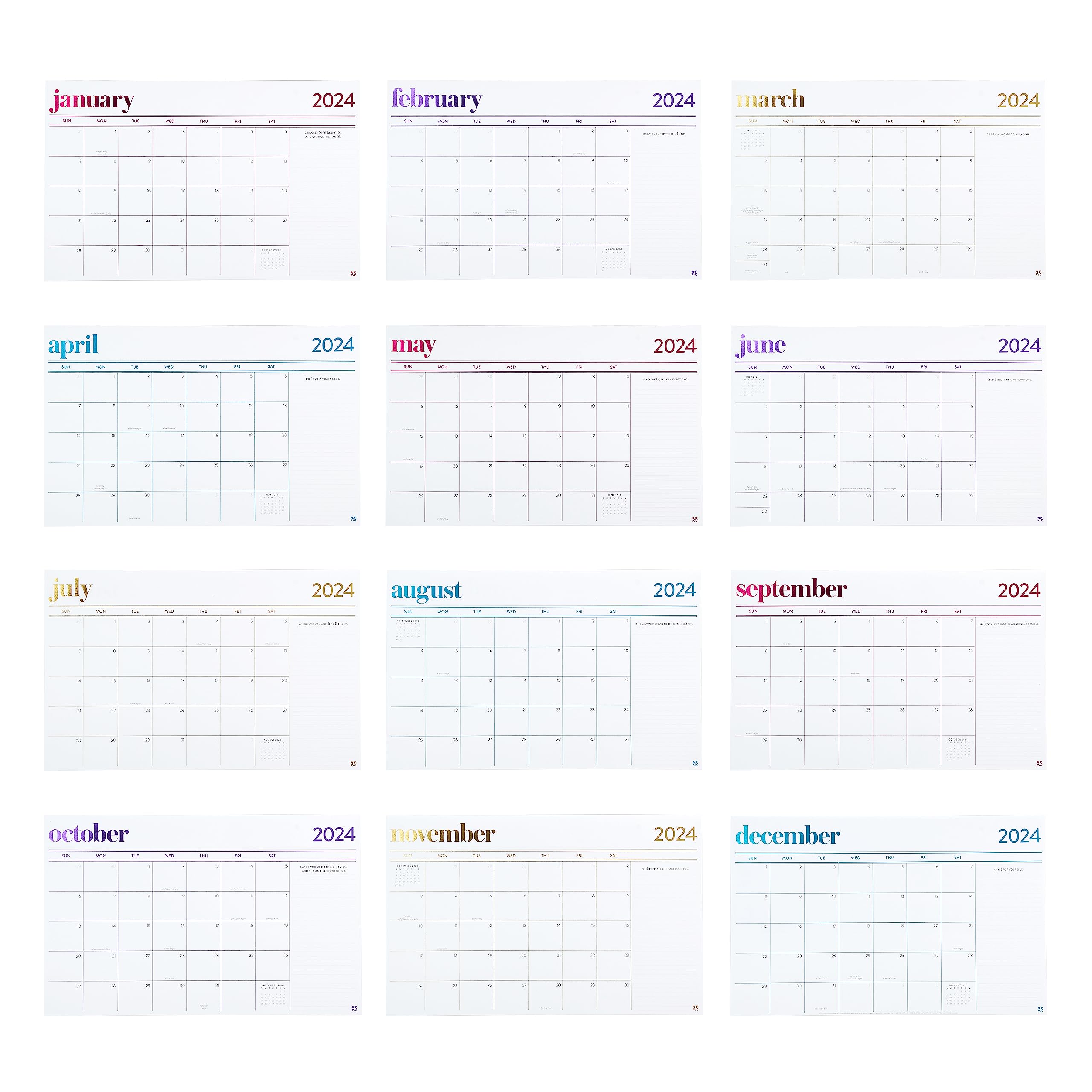 Erin Condren Metallic Monthly Deskpad - 17 Month (August 2023 - December 2024) Functional Organization Essentials for Teachers - Desk Calendar with 19.25" x 12.25" Sheets