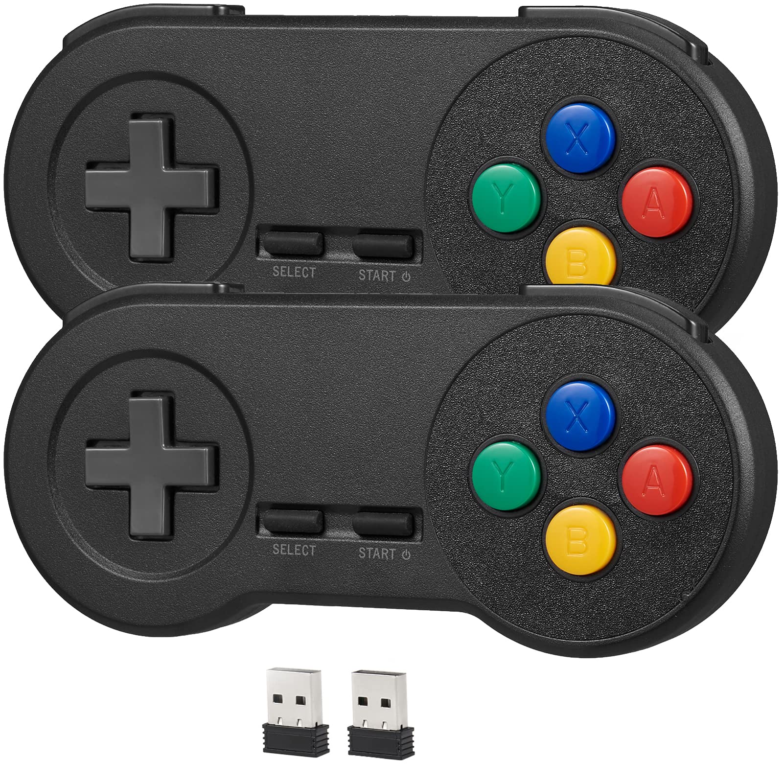 MODESLAB 2 Pack 2.4GHz Wireless USB SNES Controller, Super NES Classic PC Gamepad Compatible for PC Windows MAC IOS Liunx Raspberry Pi