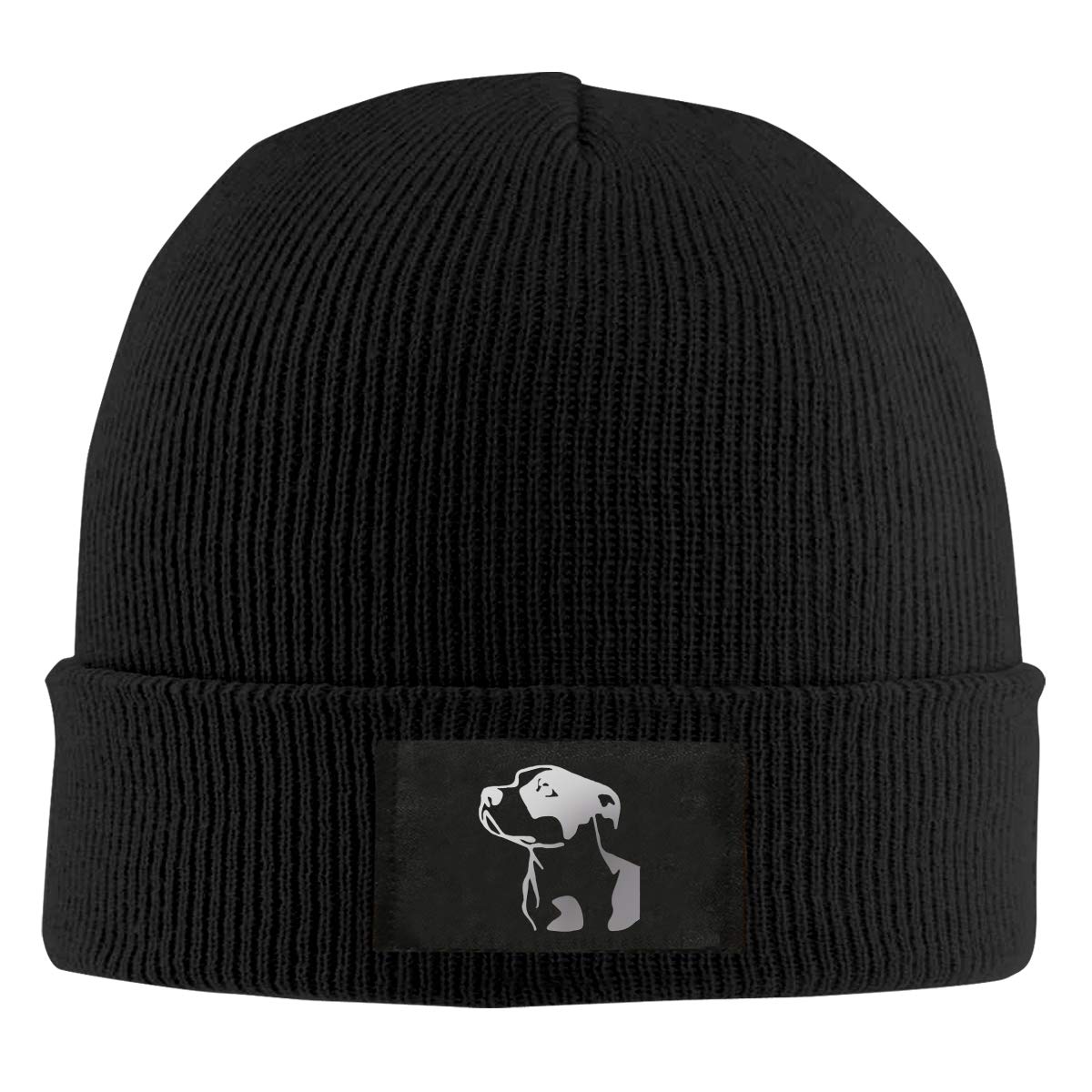 Field Rain Pitbull Pattern Style Fashion Men 's Warm Winter Hats Thick Knit Cuff Beanie Cap Black