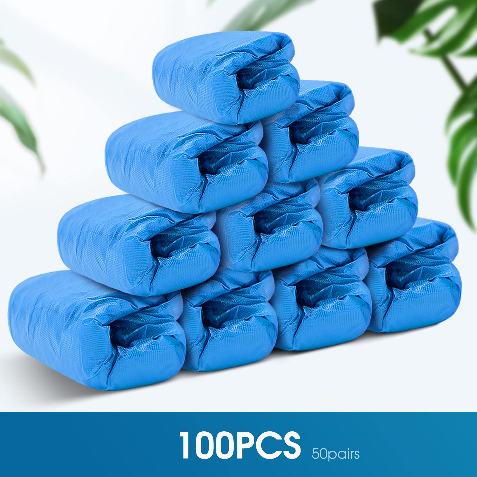 Disposable Shoe Covers Disposable Waterproof Slip Resistant Shoe Covers 100 Packs(50 Pairs) Fits Up to Size 11 US Men and 13 US Women, Blue