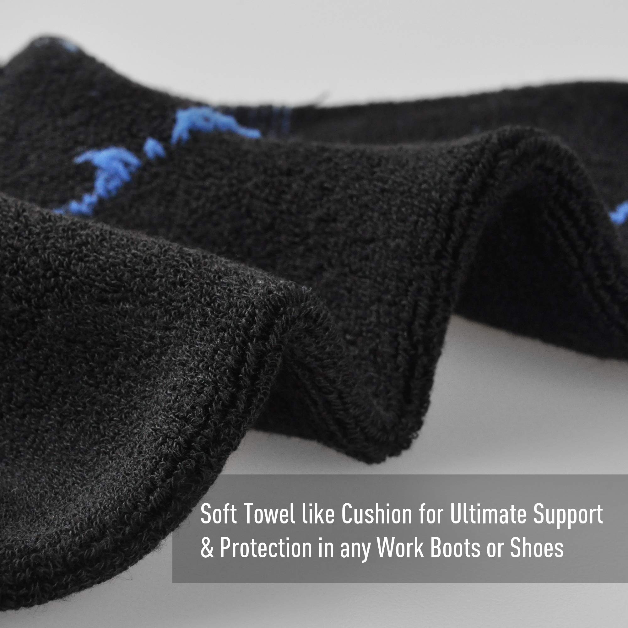 ECOEY Men's Work Boots Athletic Running Crew Socks, Dry-Tech Moisture Wicking Heavy Cushion 8 Pairs (Black, 10-13)