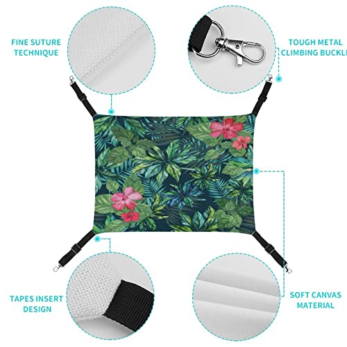 Summer Leaves and Flowers Pet Hammock Bed Guinea Pig Cage Hammock Small Animal Hanging Bed for Ferret, Chinchilla, Puppy and Other Small Animals