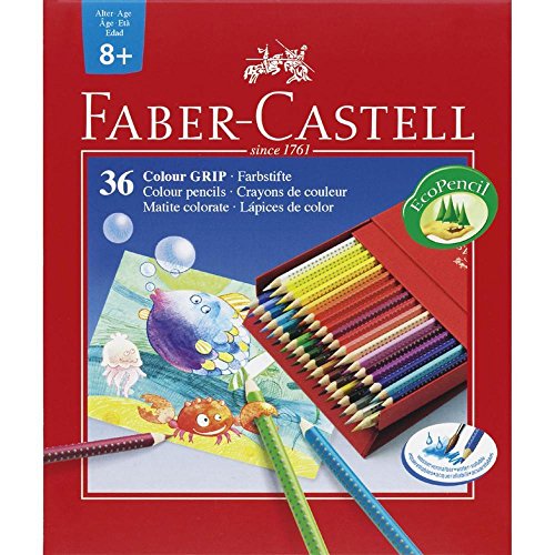 Faber-Castell Grip 2001 Water Soluble Colour Pencils in Studio Box (Pack of 36)