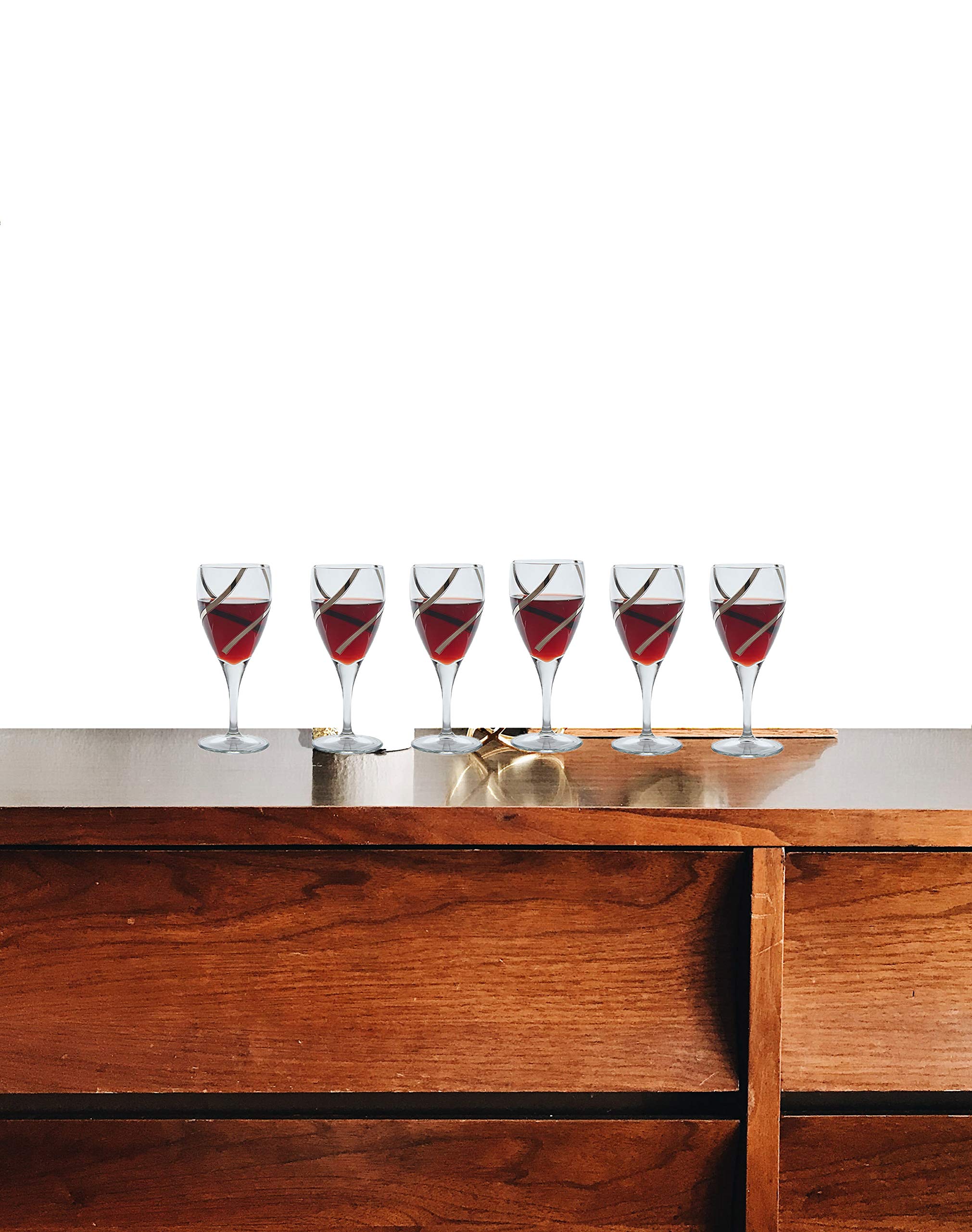 Glazze Crystal VNG-080-PL Red Wine Glasses Set | Hand-Cut with an Interwoven 24K Platinum Detailing Throughout | Stunning Stemware Designed to Perfection | Set of 6, 8.5" Tall 10 oz capacity