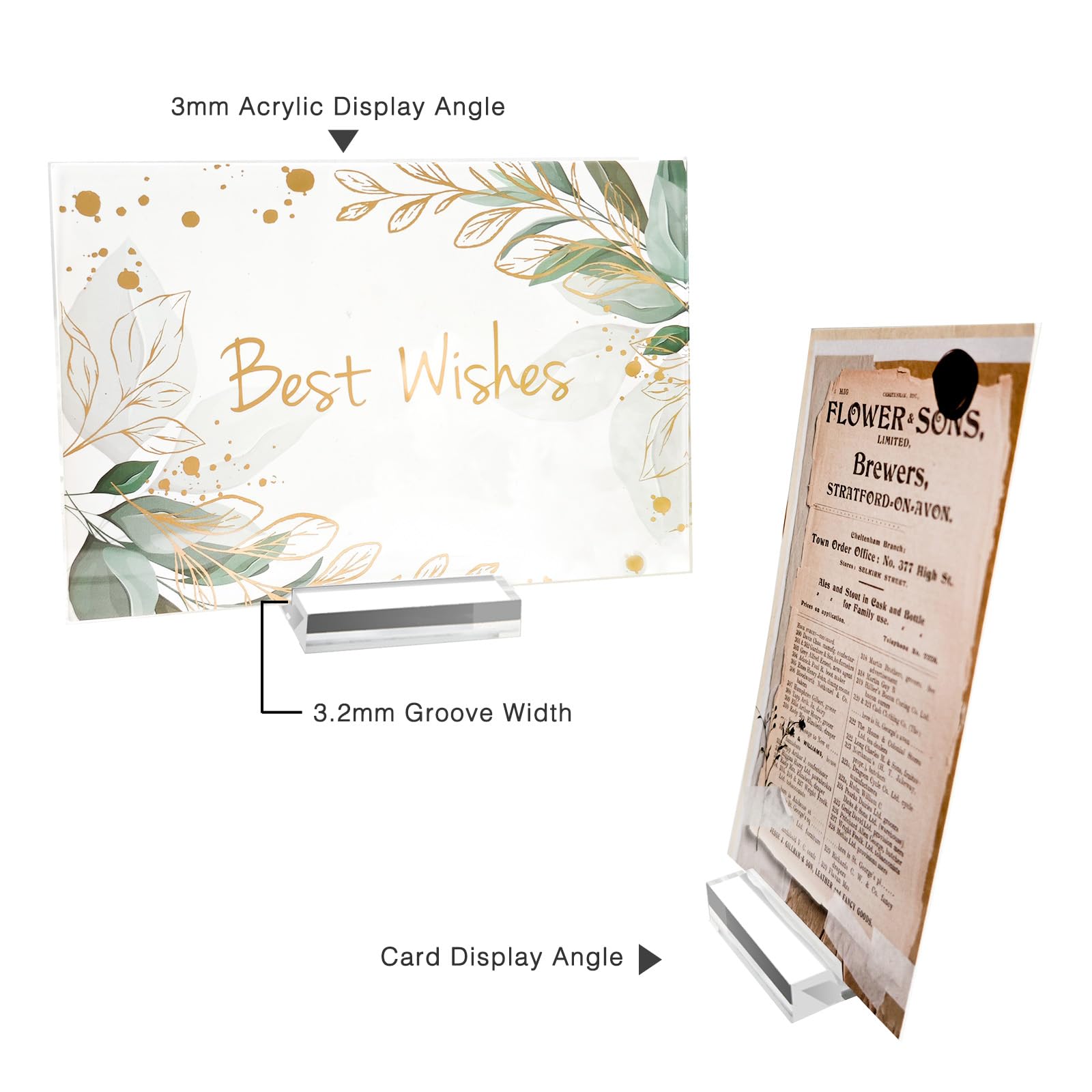 OurWarm 20 Pack Acrylic Sign Holders with Slot, Clear Acrylic Stands for Display, 3*5 cm Place Card Holders Perfect for Wedding, Table Number, Exhibition, Office, Restaurant, Business