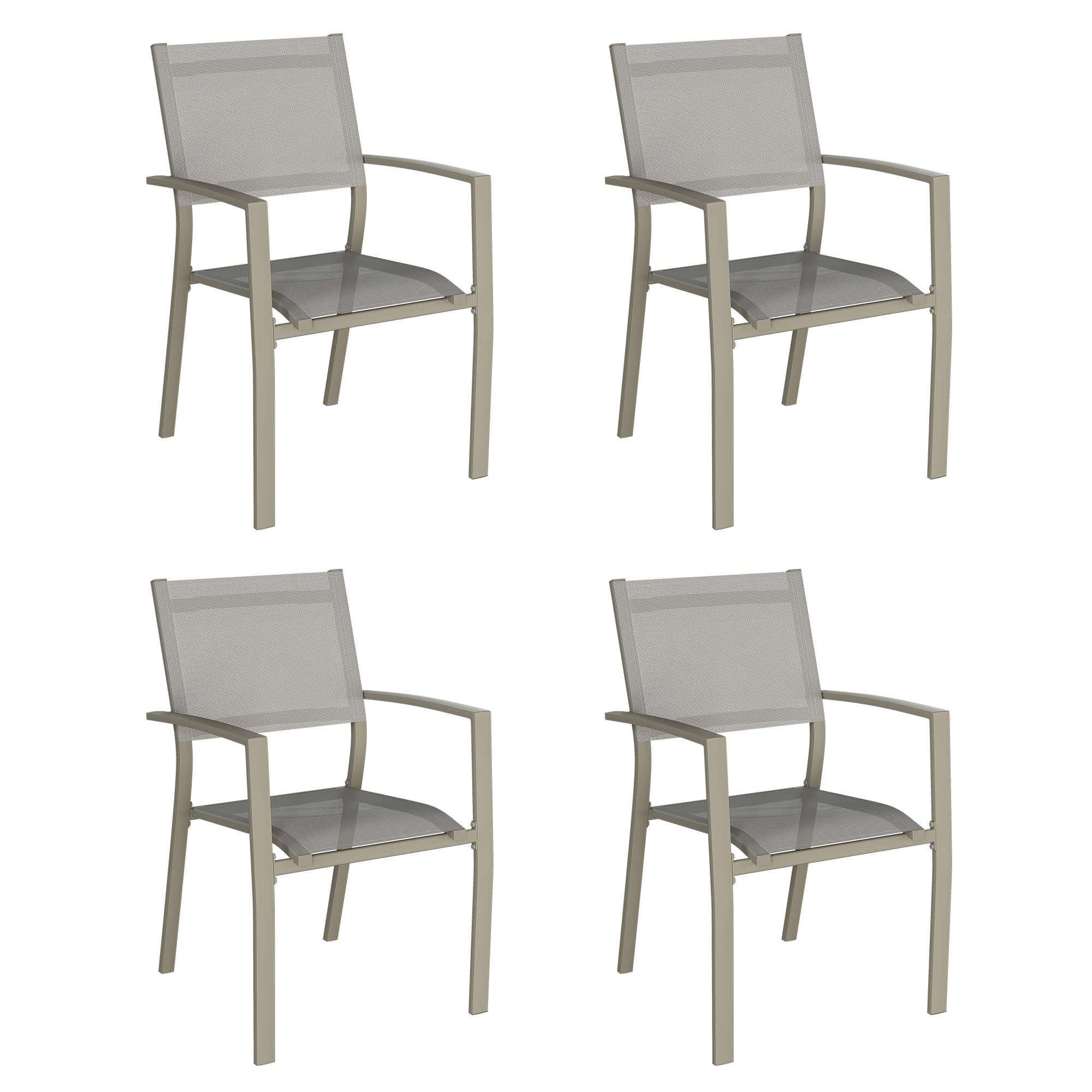 RoyalCraft Outdoor Dining Chairs Set of 4, Patio Chairs with Aluminum Frame and Breathable Textilene, Stackable Outdoor Chairs, Comfortable Outdoor Seating for Deck, Backyard, Lawn, Dark Gray