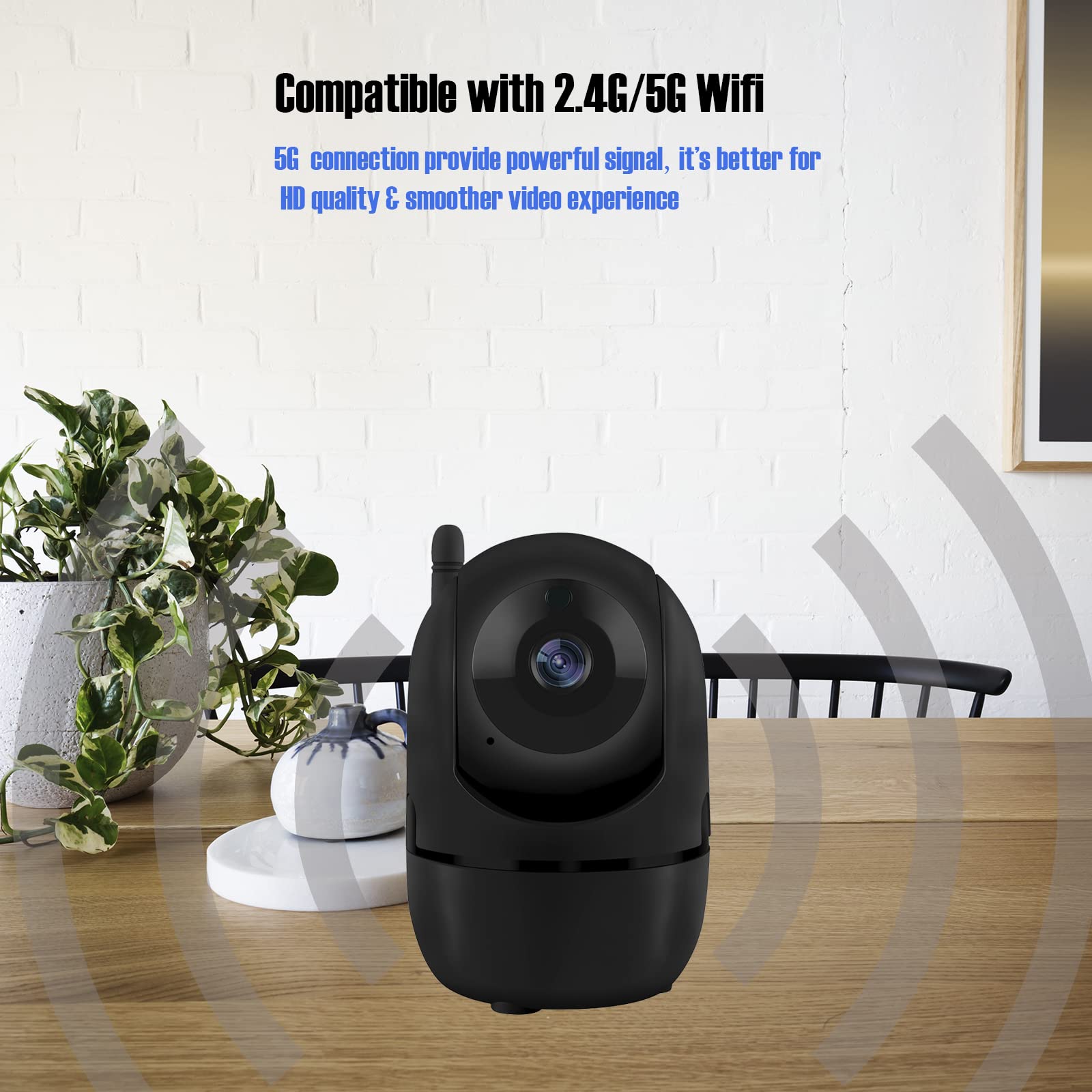 Indoor Security Camera, 2K 5GHz WiFi Camera for Home Security, Dog Pet Camera with Phone App, Motion Tracking, Crying Alert, 2-Way Audio, IR Night Vision, Works with Alexa & Google Assistant (White)