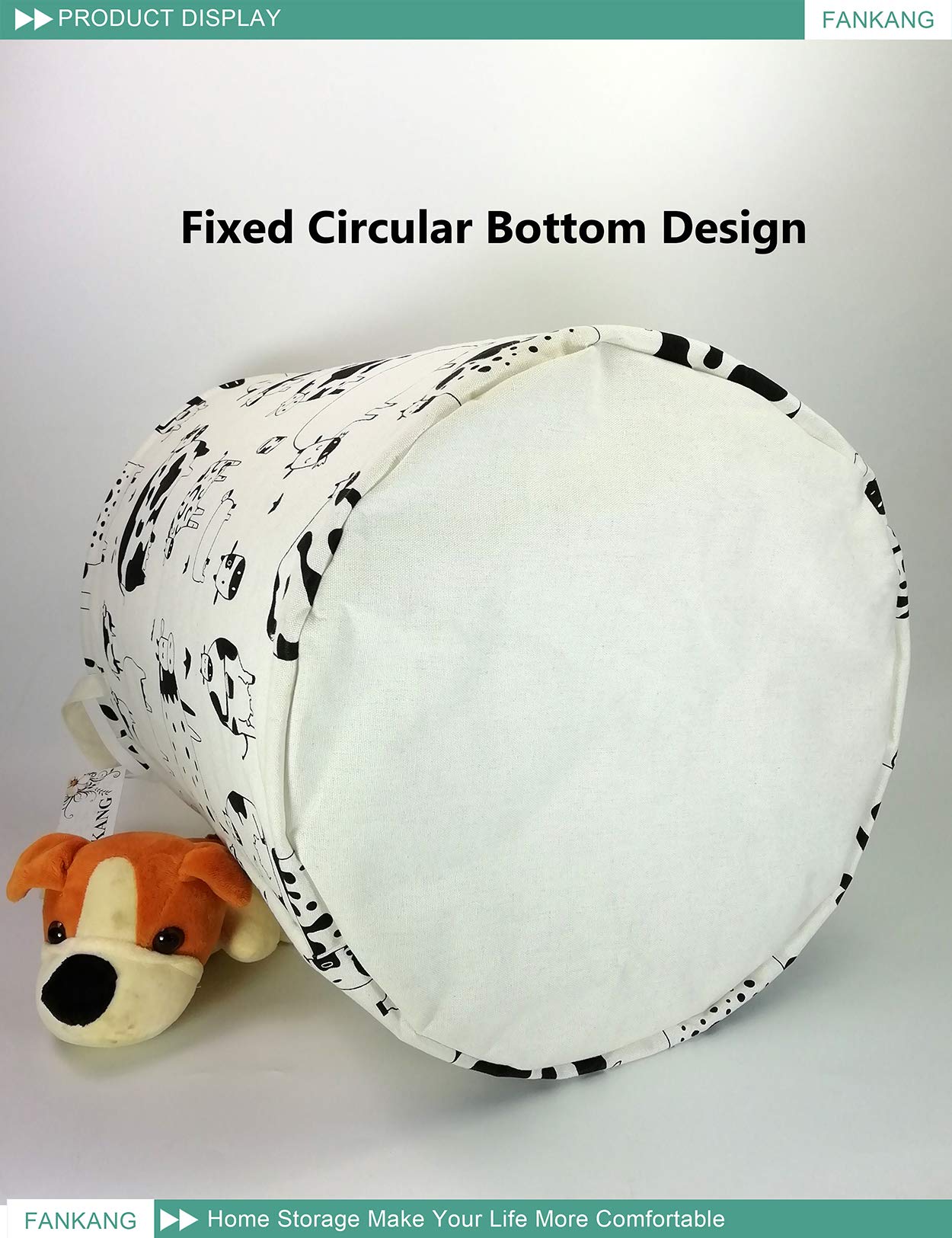 FANKANG Storage Basket, Nursery Hamper Canvas Laundry Basket Foldable with Waterproof PE Coating Large Storage Baskets for Kids Boys and Girls, Office, Bedroom, Clothes,Toys（Cows）