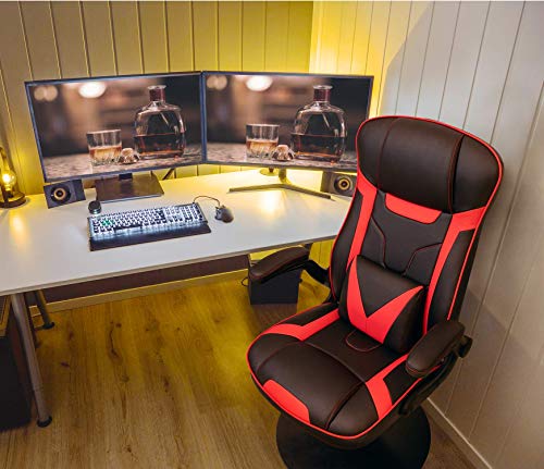 Furniwell Rocking Gaming Chair Racing Style Computer Chair Gaming Chair Swivel High Back Office Gaming Chair Adjustable Armrests, Ergonomic Back Support and Base (Red)
