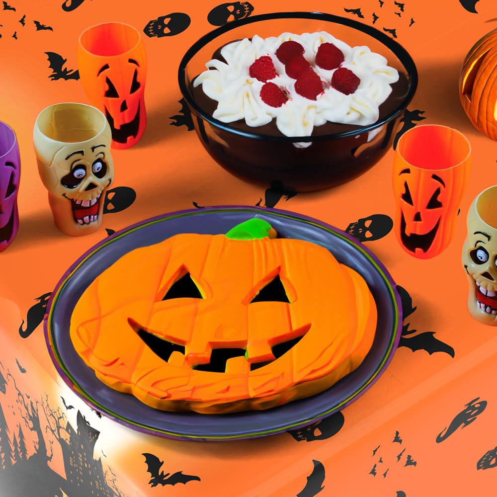 Halloween Tablecloth, 54" x 108" Halloween Tablecloth Rectangle, 2PCS Disposable Plastic Halloween Table Cover Table Cloth Halloween Table Decorations for Halloween Party Supplies Home Decor