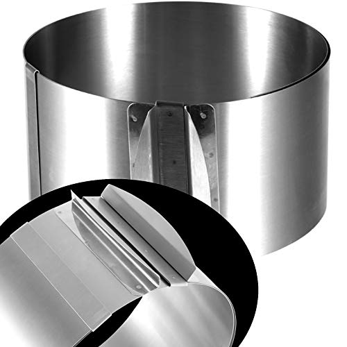KOHAND 2 Pack 6-12 Inch Cake Ring Mold, Stainless Steel Adjustable Mousse Mould Pan for DIY Baking Pastry Decor