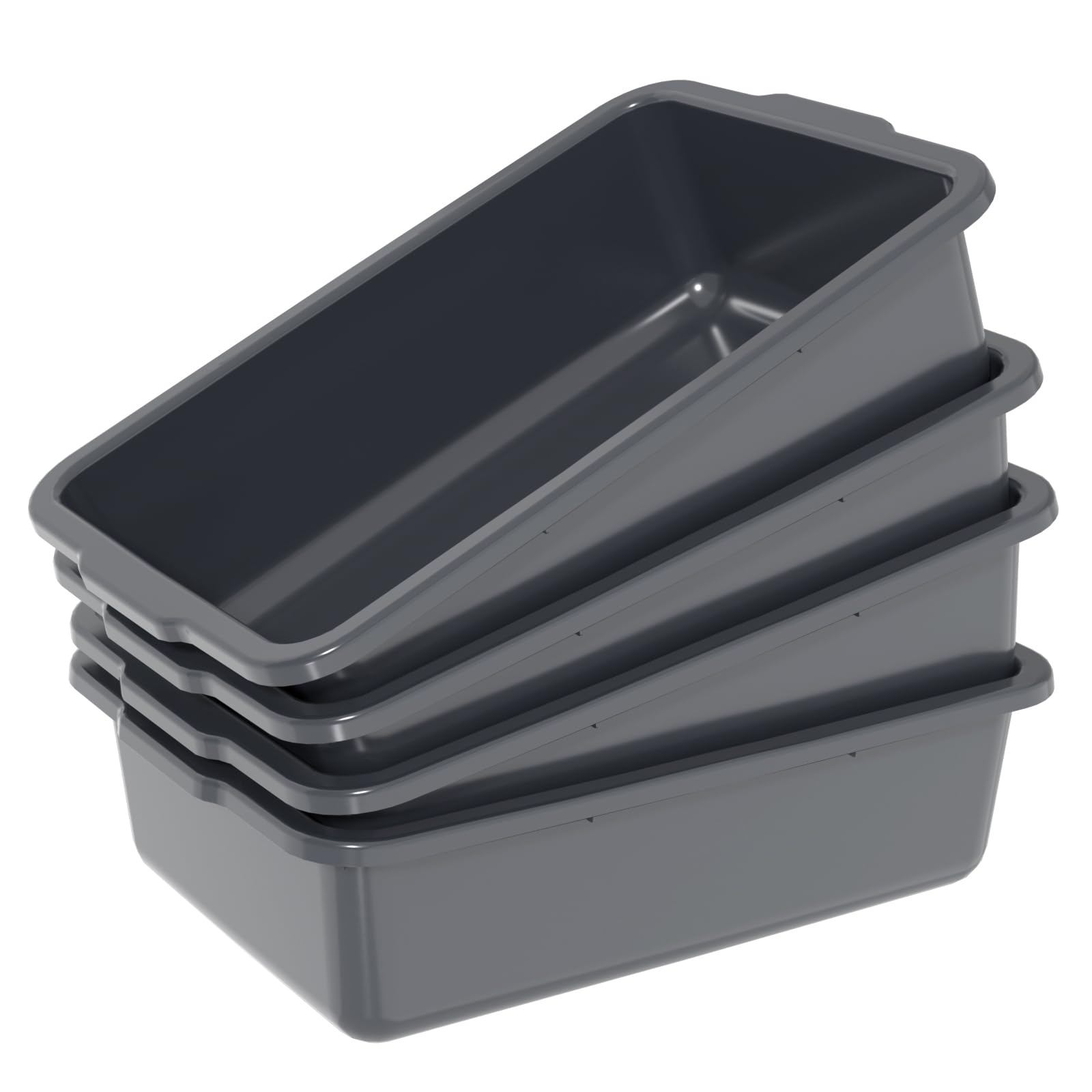 Vadidiya 24 L Plastic Utility Bus Tub, Large Commercial Bus Boxes, Gray, 4 Packs