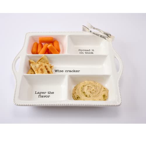 Mud Pie Circa Snack 5 Section Server, White, 12.5" x 12.5"