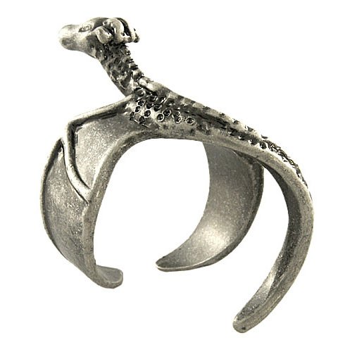 Ellenviva Flying Dragon Adjustable Animal Wrap Ring Vintage Silver Tone