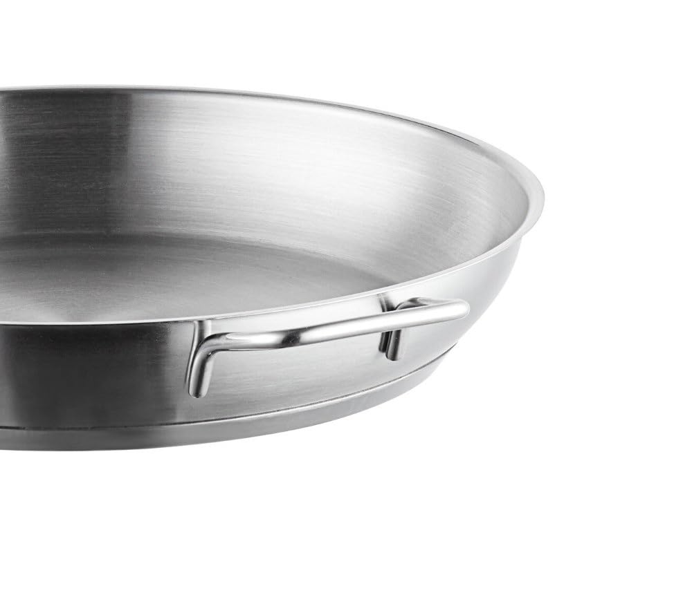 Soro Essentials- 14” Stainless Steel Frying Pan with Tri-Ply Encapsulated Base Bottom and Helper Handle- Fry Pan Skillet Egg Pan Omelet Pan Perfect for Searing and Sautéing Induction Ready