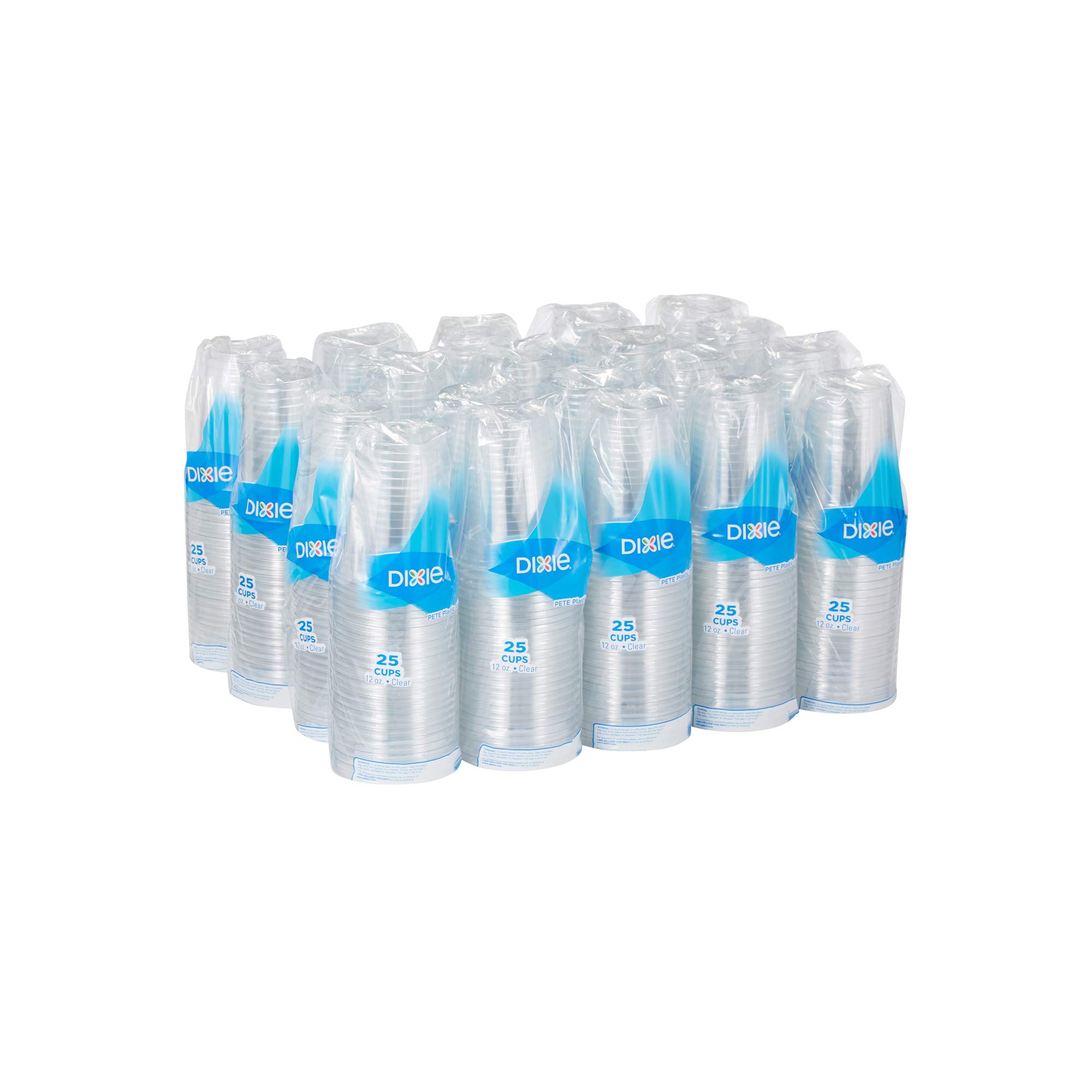 Dixie 12 oz. PETE Plastic Cold Cups by GP PRO (Georgia-Pacific), Clear, CPET12DX, 500 Cups (25 Cups Pper Sleeve, 20 Sleeves per Case)