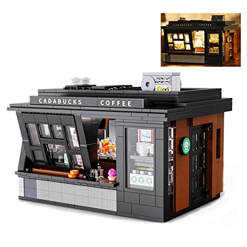 LOADS Coffee House Building Sets with LED Lighting Kit, House Building Blocks Architecture Model Assembly Toy for Adults Kids, Compatible with Lego (765 Pieces)