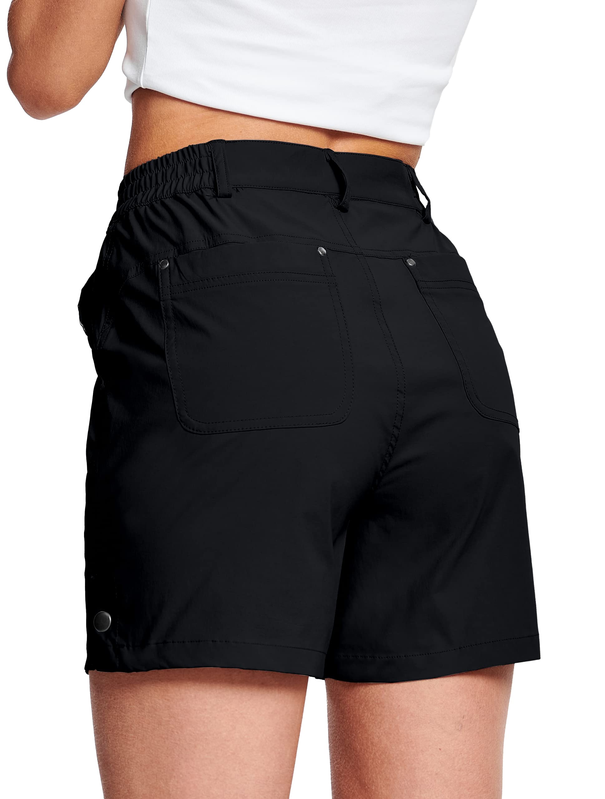 HARTPOR Women's Golf Hiking Shorts Quick Dry Stretch 5 Inch Casual Summer Shorts with Pockets Water Resistant Light Khaki,XL