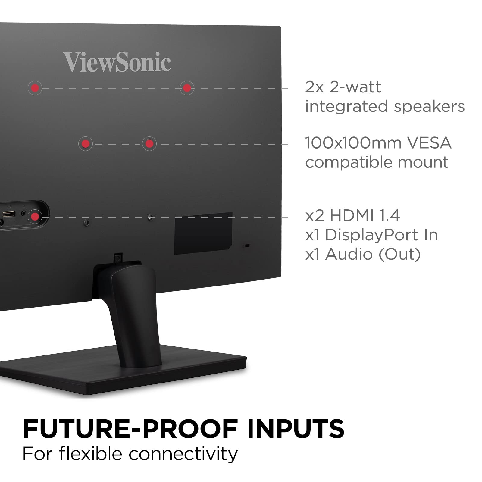 ViewSonic VA2715-2K-MHD 27 Inch 1440p LED Monitor with Adaptive Sync, Ultra-Thin Bezels, HDMI and DisplayPort Inputs for Home and Office, Black