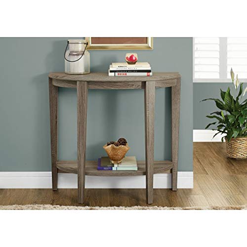 Hallway Console Half Moon Table Entryway Furniture Display Storage 2 Tier Shelves Telephone Stand Modern Curved Design Home Office Living Room Side Accent Table Dark Taupe