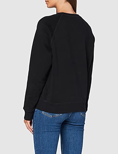UGG womens Madeline Fuzzy Logo Crewneck Pullover Sweater, Black Cream, Medium US