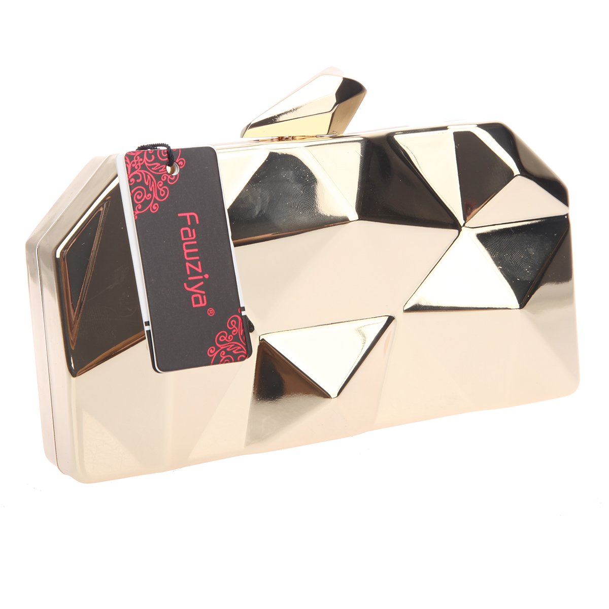 Fawziya Evening Clutch Geometric Metal Oversized Novelty Purses For Women Formal-Silver