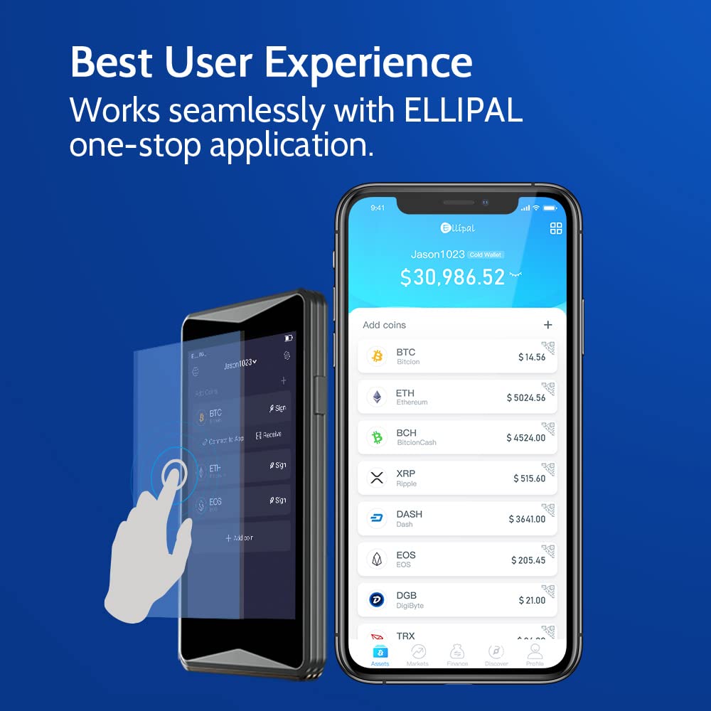 ELLIPAL Cryptocurrency Hardware Wallet - Cold Wallet Titan, Multi-Currency&Token Support, Anti-Disassembly&Tampering, Internet Isolated, Easy Exchange& Trade, Support BTC XRP ETH USDT and More Tokens