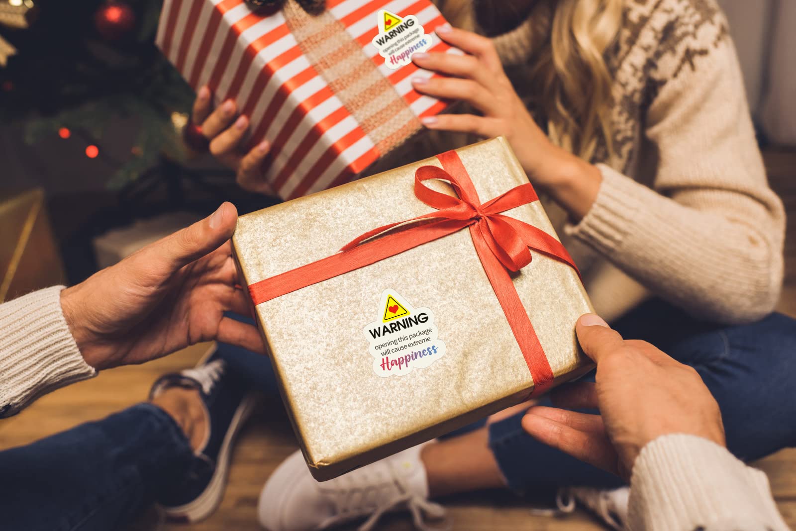 WHING Warning Opening This Package Will Cause Extreme Happiness Thank You Stickers Labels , Order Packages Envelope Seals Decorative Label Ideal for Business Gift Bags and Retailers, 500pcs