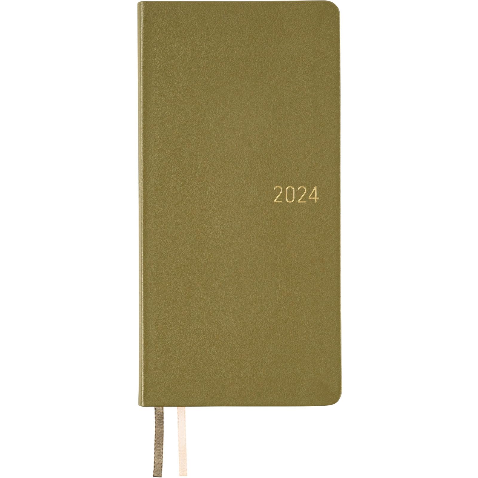 Hobonichi Techo Weeks [English/Tall and Slim Size/January 2024 Start] Leather: Olive Green