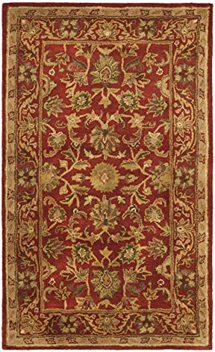 SAFAVIEH Antiquity Collection 2'3" x 4' Red / Red AT52E Handmade Traditional Oriental Premium Wool Accent Rug