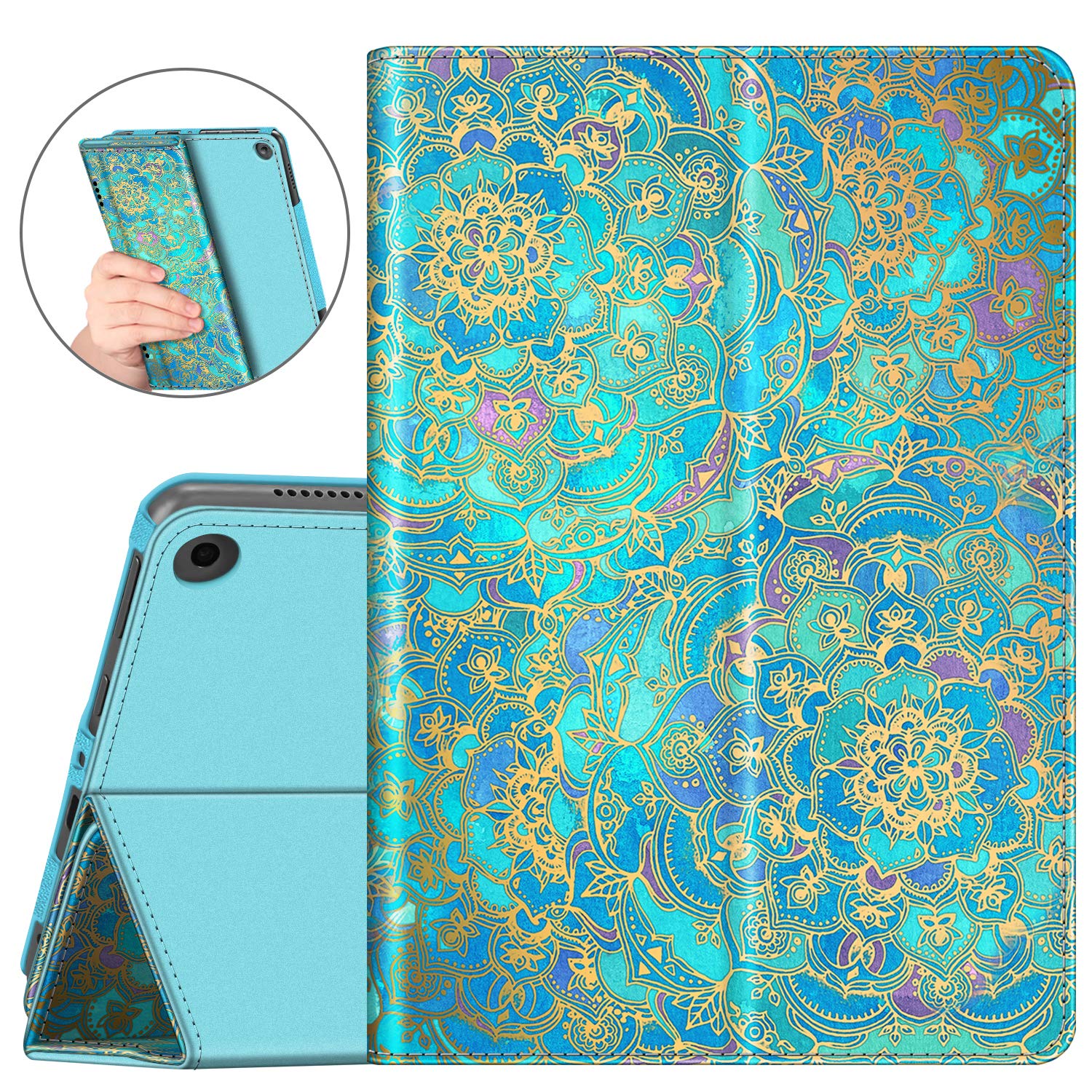 Fintie Case for All-New Amazon Fire HD 8 and Fire HD 8 Plus Tablet (10th Generation, 2020 Release) - [Flex Stand] Premium Vegan Leather Multi-Angle Folio Cover with Auto Sleep Wake, Shades of Blue