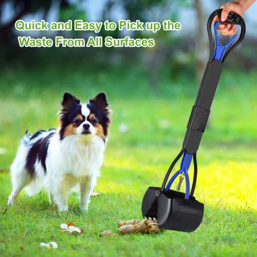 Sunkoon 28inch Non-Breakable Pooper Scooper for Dogs, Long Handle Foldable Portable Dog Scooper with High Strength Durable Spring, Easy to Pick Up for Grass and Gravel