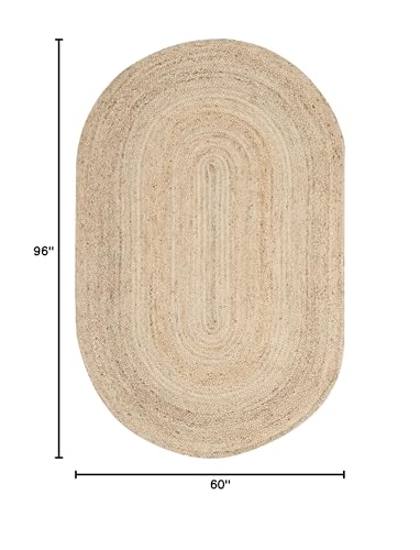 SAFAVIEH Cape Cod Collection Area Rug - 5' x 8' Oval, Natural, Handmade Flat Weave Jute, Ideal for High Traffic Areas in Living Room, Bedroom (CAP252A)