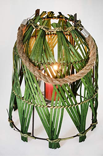Villa d'Este Home Tivoli AMAZZONIA Rattan Green Small, Lantern: Ø 24.5 30 cm Dimensions Jar: Ø 8 x h. 8 cm